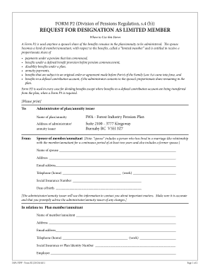 Fillable Online iwafibp Form P2: Request For Designation As Limited ...