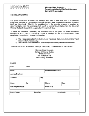 Fillable Online cj msu Corrections School of Staff and Command Fax Email Print - pdfFiller
