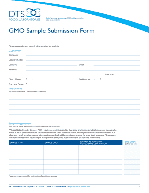Fillable Online GMO Sample Submission Form - White Pages Fax Email ...