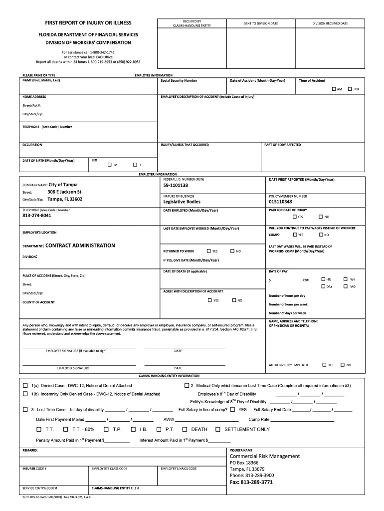 Fillable Online tampagov 2-10-16 MASTER DWC-1 COT Blank Word Version ...