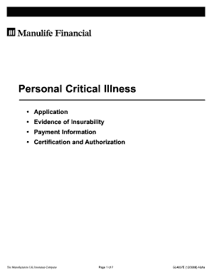 Fillable Online Personal Critical Illness Fax Email Print - pdfFiller