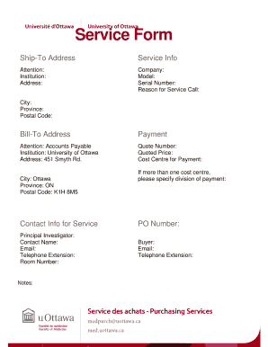 Fillable Online med uottawa Service Form - University of Ottawa Fax ...