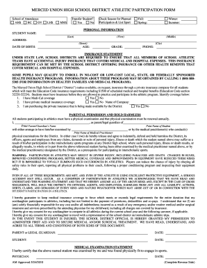 Fillable Online mhs muhsd MERCED UNION HIGH SCHOOL DISTRICT ATHLETIC ...