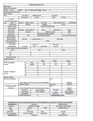 Fillable Online cgwb gov ER Sheet Data Entry Form Basic Data Office ID ...