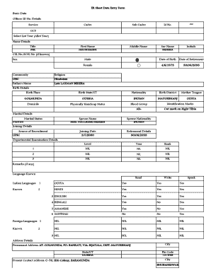 Fillable Online cgwb gov ER Sheet Data Entry Form Basic Data Officer ID ...