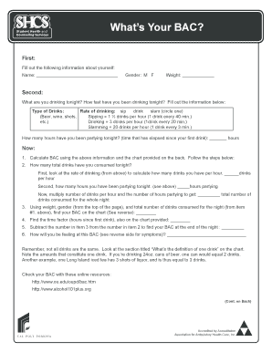 Fillable Online Whats Your BAC Fax Email Print - pdfFiller