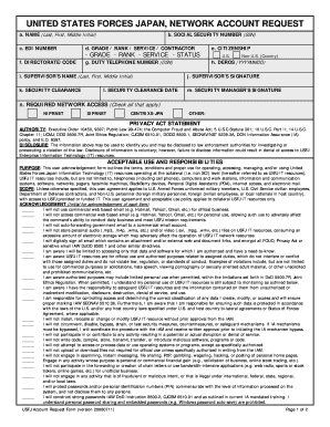 Fillable Online USFJ Network Account Request - 20080711 Fax Email Print ...