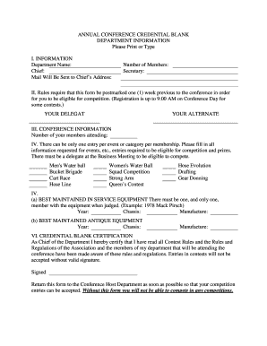 Fillable Online ANNUAL CONFERENCE CREDENTIAL BLANK Fax Email Print ...