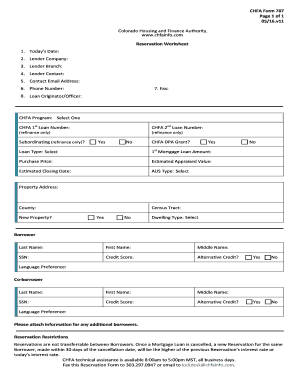 Fillable Online CHFA Form 707 - CHFA.com Fax Email Print - pdfFiller