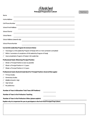 Fillable Online Principal Preparation Cohort - Arch Ford Education ...