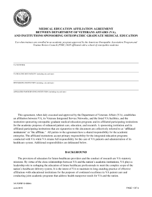 Fillable Online va MEDICAL EDUCATION AFFILIATION AGREEMENT Fax Email ...