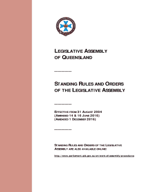 Fillable Online parliament qld gov Standing Rules and Orders of the ...