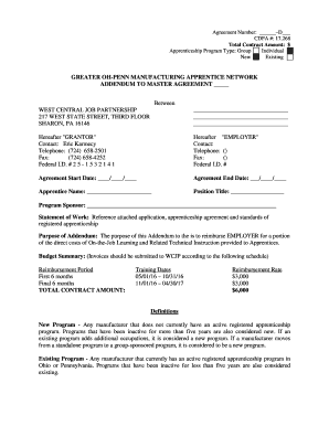 Fillable Online Addendum to the Master Agreement - Industry Needs You ...