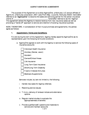Fillable Online agent-link Agency Services Agreement Fax Email Print ...