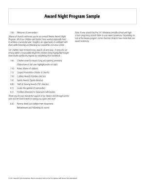 Fillable Online Award Night Program Sample Fax Email Print - pdfFiller