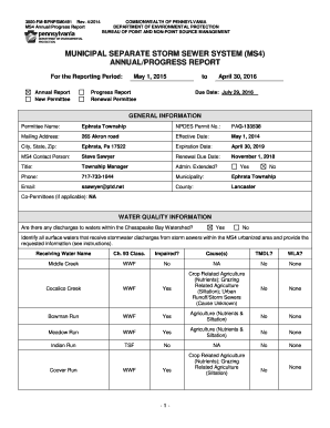 Fillable Online MUNICIPAL SEPARATE STORM SEWER SYSTEM (MS4) ANNUAL ...