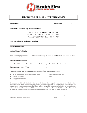 Fillable Online FM Medical Record Release Form Fax Email Print - pdfFiller