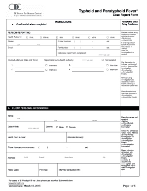 Fillable Online bccdc Typhoid and Paratyphoid Fever* - bccdc Fax Email ...