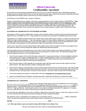 Fillable Online contribute alfred Banner Confidentiality Form Fax Email ...