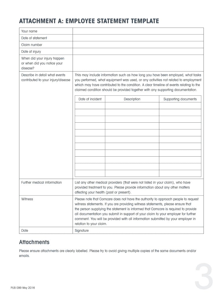 Fillable Online Guide to submitting employee statements in support of a ...