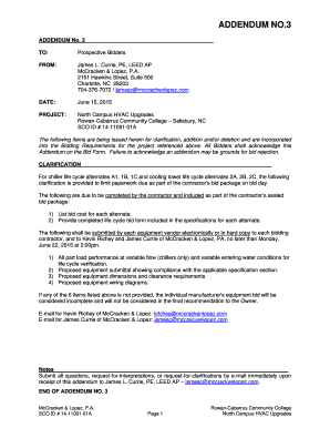 Fillable Online Addendum 3 - RCCC North Campus HVAC ... - Cam-Ful Industries Fax Email Print ...