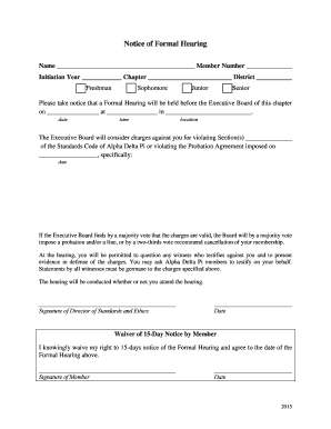 Fillable Online Notice of Formal Hearing - alphadeltapi.org Fax Email ...