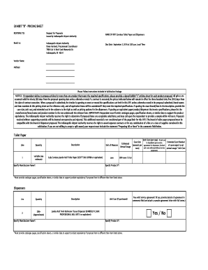 Fillable Online EXHIBIT "B" - PRICING SHEET Fax Email Print - pdfFiller