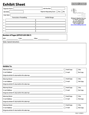 Fillable Online Exhibit Sheet Fax Email Print - pdfFiller