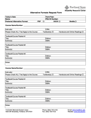 Fillable Online pdx Alternative Formats Request Form Fax Email Print - pdfFiller