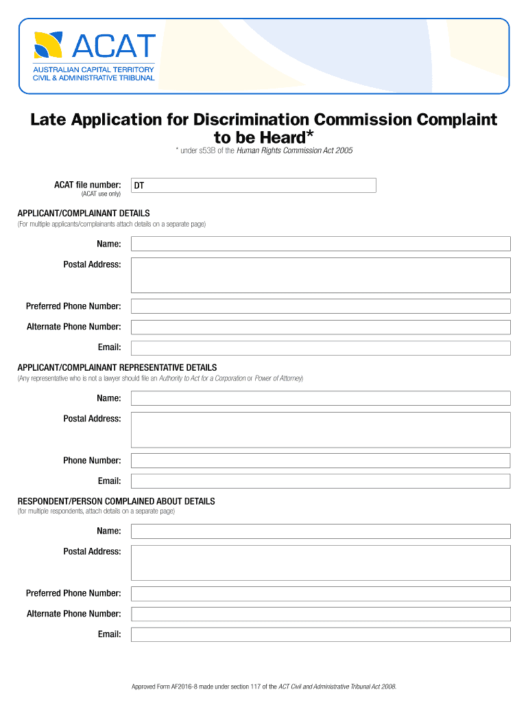 Fillable Online courts act gov Late Application for Discrimination ...