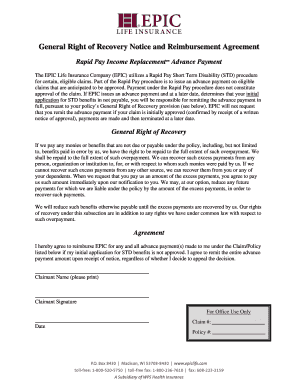 Fillable Online EPIC s Rapid Pay Claim Form has three sections you (the ...