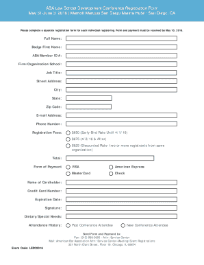 Fillable Online americanbar ABA Law School Development Conference ...