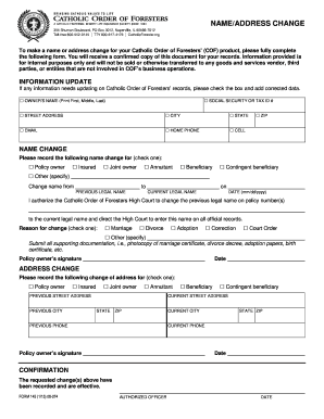 Fillable Online catholicforester Form 145 - Catholic Order of Foresters ...