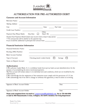 Fillable Online AUTHORIZATION FOR PRE-AUTHORIZED DEBIT Fax Email Print ...