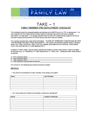 Fillable Online americanbar Family Member Pre-Deployment Checklist ...