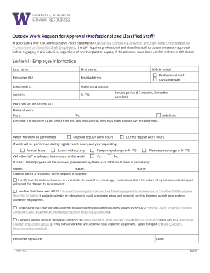 Fillable Online 1555 V8 Outside-Work-Request for Approval (Professional ...