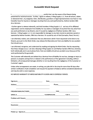 Fillable Online Gunsmith Work Request Fax Email Print - pdfFiller
