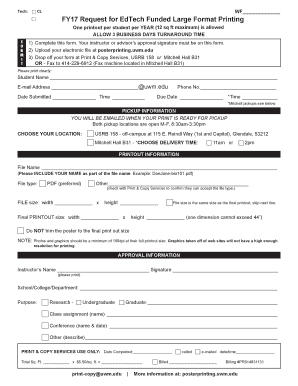 Fillable Online pantherfile uwm FY17 Request for EdTech Funded Large Format Printing ...