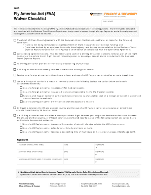 Fillable Online finance princeton Fly America Act (FAA) Waiver ...
