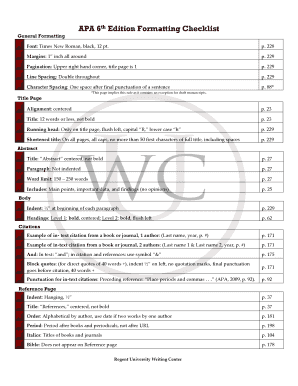 Fillable Online APA 6th Edition Formatting Checklist Fax Email Print ...