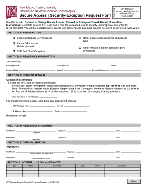Fillable Online af nmsu Secure Access Security-Exception Request Form ...