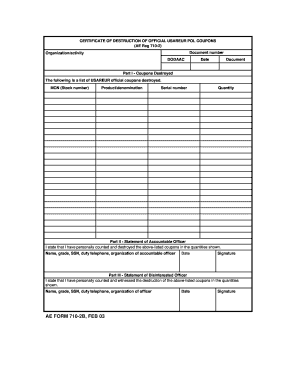 Fillable Online eur army CERTIFICATE OF DESTRUCTION OF OFFICIAL USAREUR ...
