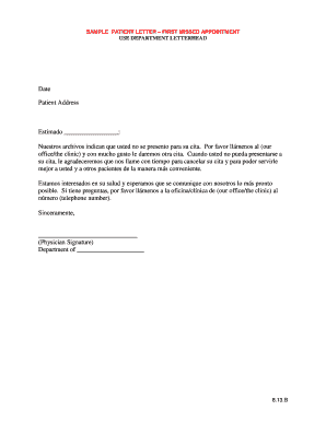 Fillable Online ttuhsc Missed Appointment Sample Letters - Spanish Fax ...