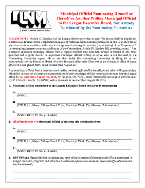 Fillable Online lonm 16 Nomination Form Fax Email Print - pdfFiller