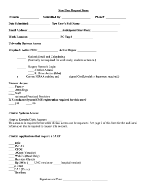 Fillable Online med unc New User Request Form Fax Email Print - pdfFiller