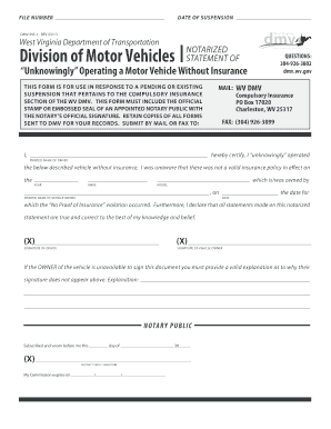 Fillable Online transportation wv DMV-INS-1 Fax Email Print - pdfFiller