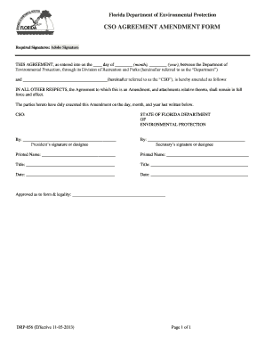 Fillable Online floridastateparks CSO Agreement Amendment Form. CSO ...