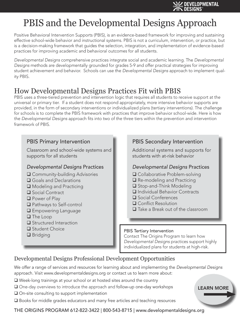Fillable Online PBIS and the Developmental Designs Approach Fax Email ...