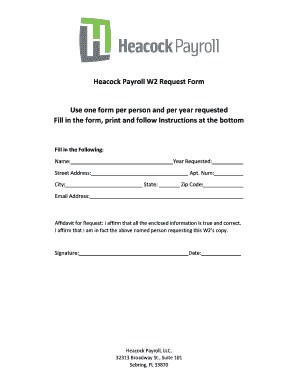Fillable Online Heacock Payroll W2 Request Form Fax Email Print - pdfFiller