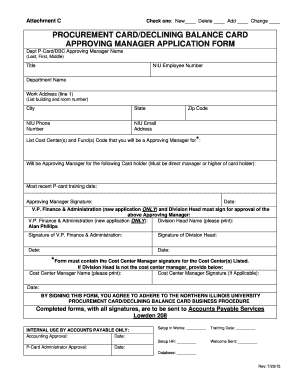 Fillable Online niu P-Card Departmental Approving-Manager Form NO AGREEMENT Fax Email Print ...